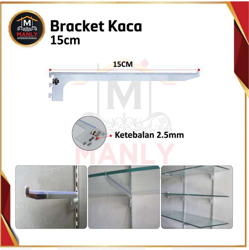 Promo Daun Bracket Kaca / Braket Kaca / Siku Braket Besi Penyangga Rak ...