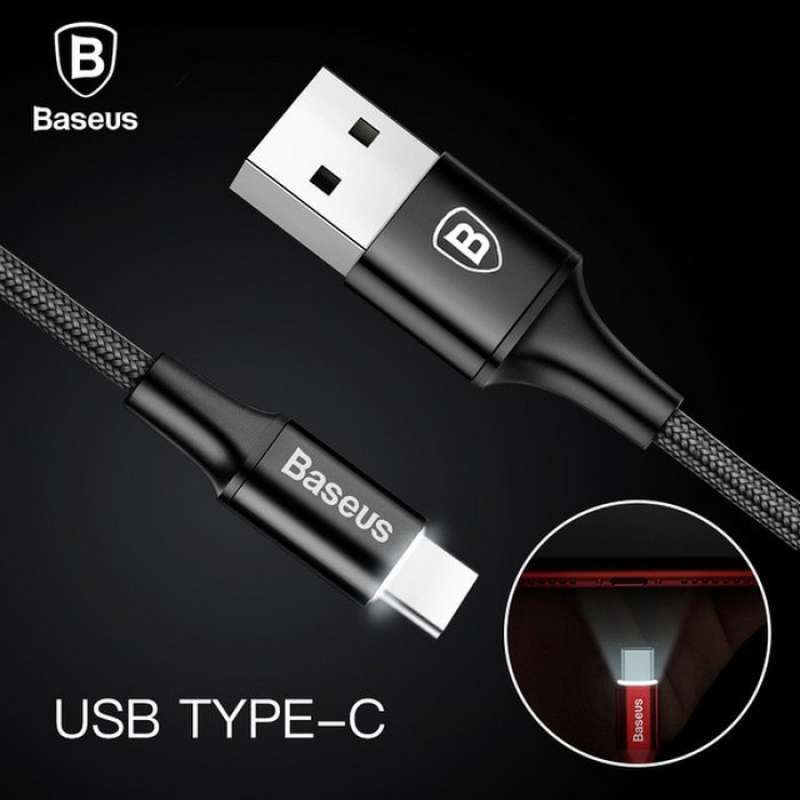 Jual Baseus USB Type C LED Lighting Fast Charging 25cm ORIGINAL Terbaru ...