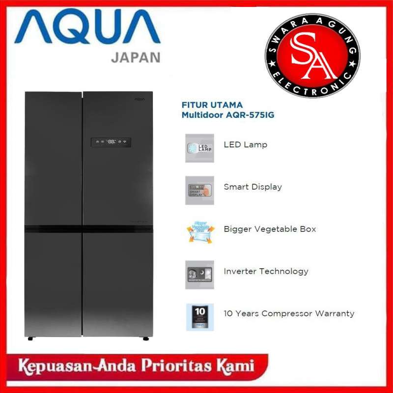 Promo Aqua Refrigerator Side By Side Aqr-575ig (black Glass) [528 Liter ...