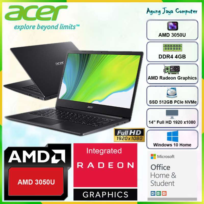 Jual ACER ASPIRE 3 A314-22 AMD ATHLON 3050U 4GB 512GB 14FHD W10 OHS ...