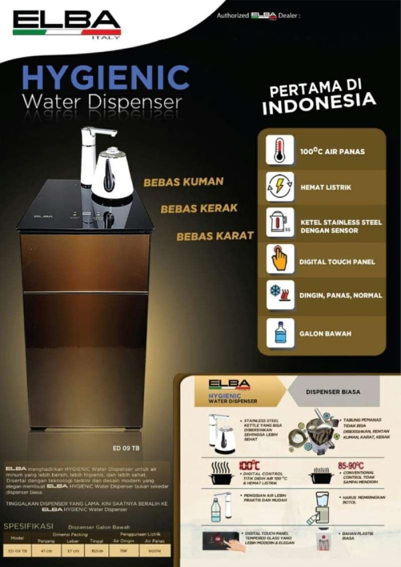 Jual Elba Water Dispenser -Led Touch Bottom Galon Bawah Ed-09Tb - Italy ...