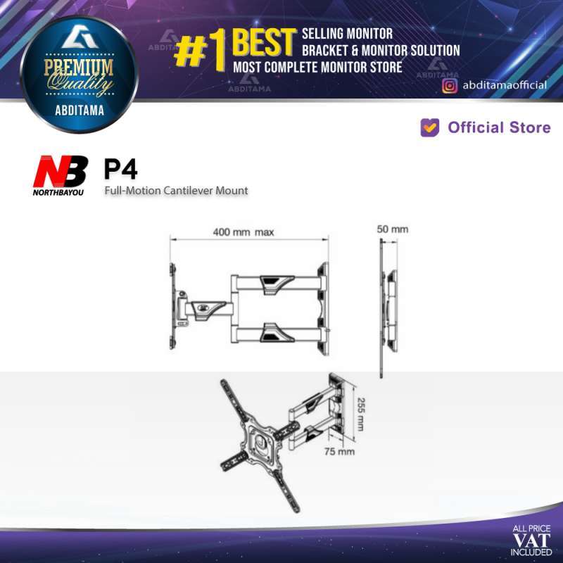 Promo North Bayou Nb-p4 Swivel Bracket Tv For 32 - 55 Inch Diskon 18% ...