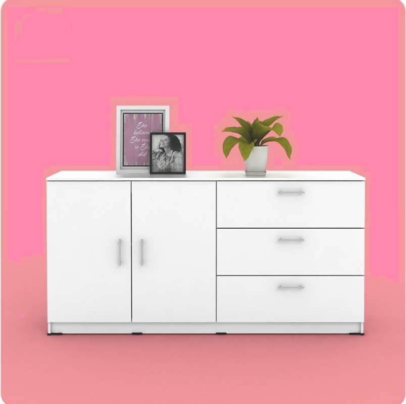 Promo Lemari Bufet minimalis Alba SB150 white edition bupet kayu ...