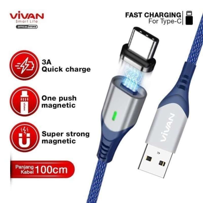 Promo Vivan Mgc100 Kabel Data Magnetic Type C 3A 1M Fast Charging Trend ...