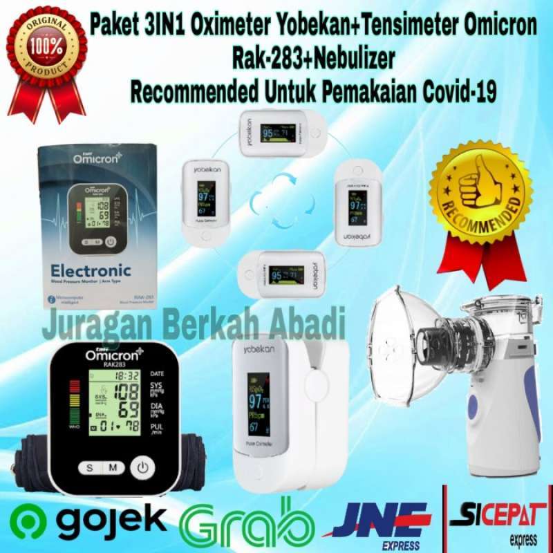 Jual Paket 3IN1 Oximeter OximetrySp02+Tensimeter Omicron+Nebulizer ...