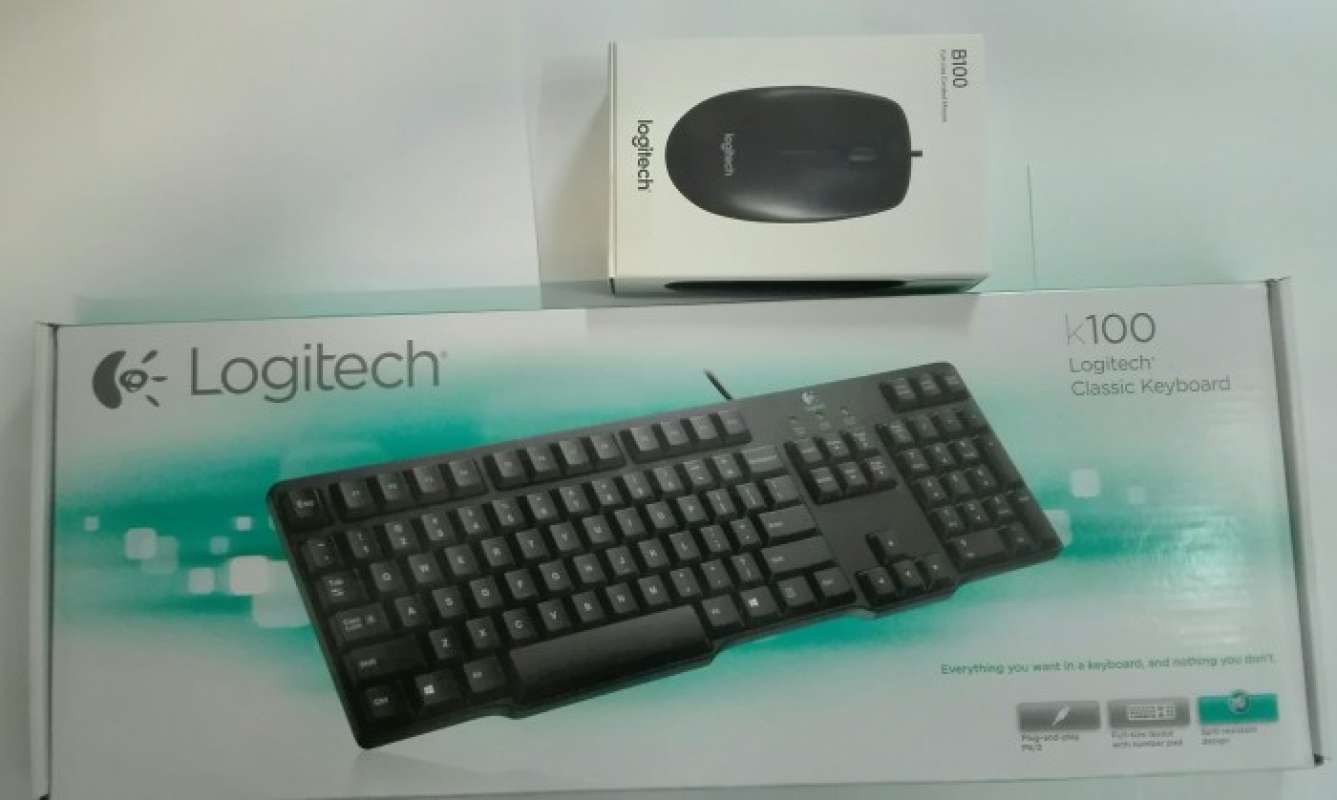 Promo Keyboard + Mouse logitech K100 PS2 + B100 USB Original Garansi ...