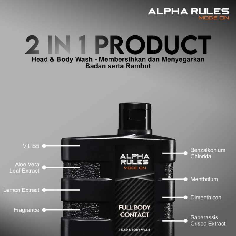 Jual Alpha Rules Full Body Contact 2in1 Sabun Mandi Dan Shampoo Pria ...