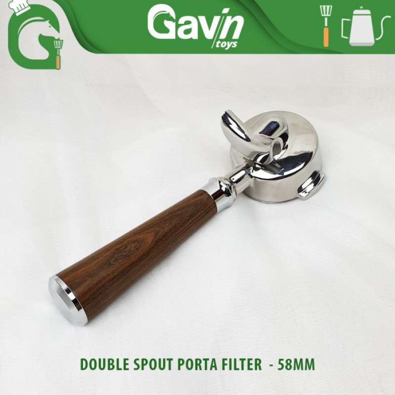 Jual Portafilter 58mm Double Spout Porta Filter Dual Splitter E61 Kayu ...