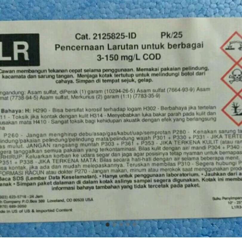 Jual Hach 2125825-id Cod Reagent Lr Digestion Vial 3-150 Mg/l Pk/25 Di ...