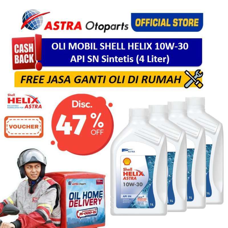 Promo Oli Mobil Shell Helix 10w-30 (4 Ltr) + Free Ganti Oli Di Tempat ...