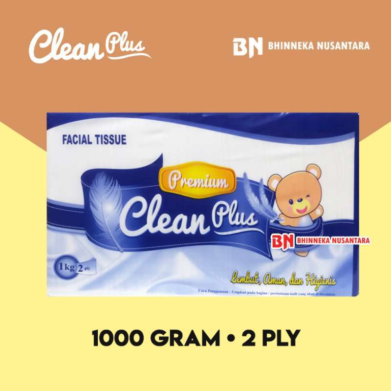 Promo Clean Plus Facial Tissue [1000 Gram/1 Kg/2 Ply] Diskon 3% di ...