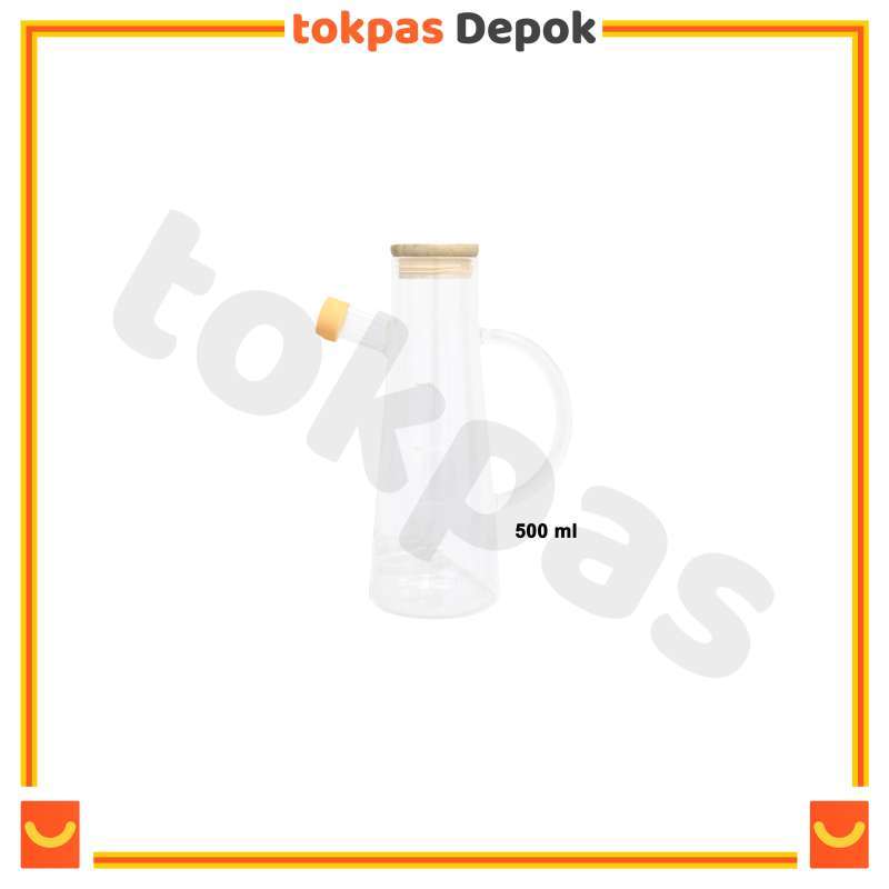 Jual Botol Tempat Minyak Teko Teh Tutup Bambu / High Borosilicate Glass ...