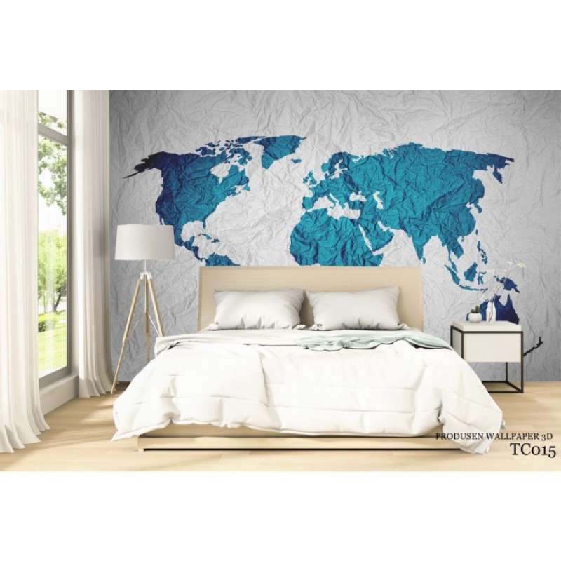 Jual Printwall, Walpaper Dinding Kamar Motif Maps Peta Dunia 3 Dimensi ...