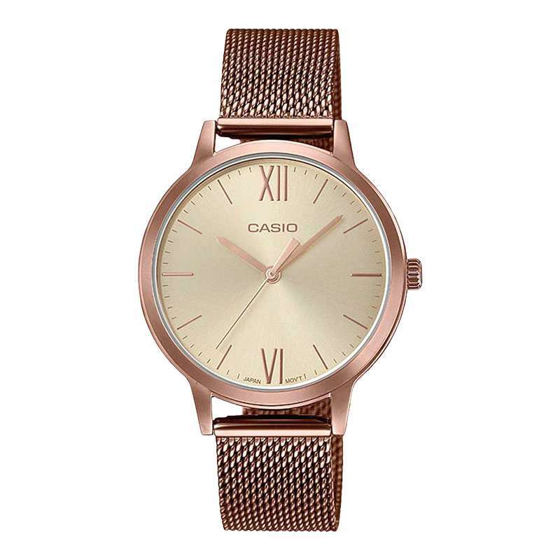 Promo Casio General LTP-E157MR-9ADFF Enticer Ladies Gold Dial Rose Gold Mesh Strap [Machtwatch ...
