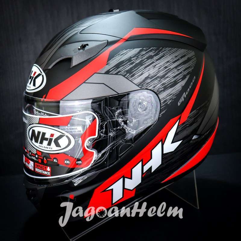 Jual NHK HELM GP1000 AXION | BLACK RED DOFF | GP 1000 Double Visor ...