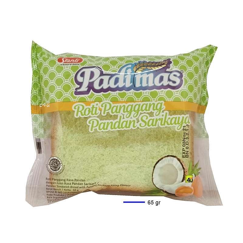 Jual Padi Mas - Roti Panggang Isi Cream PANDAN SARIKAYA - 65g di Seller ...