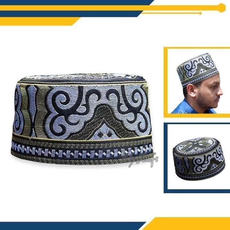 Jual Peci Hitam Omani Motif Emas The Kufi Size S Ornamen Peci Lebaran ...
