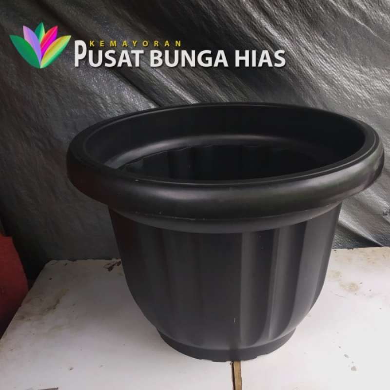 Promo Pot Bunga 50 cm - pot plastik anti pecah - Hitam Diskon 39% di ...