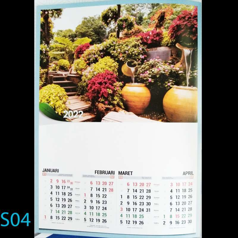 Jual Blangko Kalender Dinding 2022 S04 Taman Bunga Untuk diCetak Kop ...