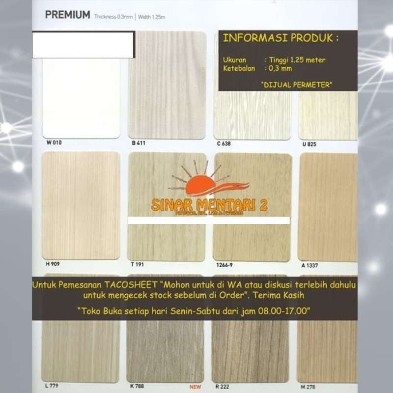 Jual Taco Sheet Pvc Motif Tipe Non L (tidak Ada Huruf L Kodenya) Di ...