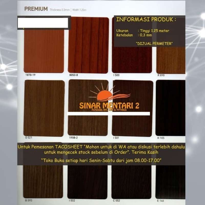 Jual Taco Sheet Pvc Motif Tipe Non L (tidak Ada Huruf L Kodenya) Di ...