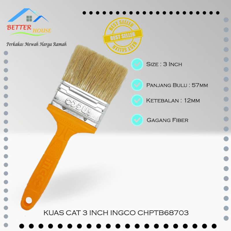 Jual Kuas Cat Tembok Minyak 3 Inch Inci INGCO CHPTB68703 di Seller ...