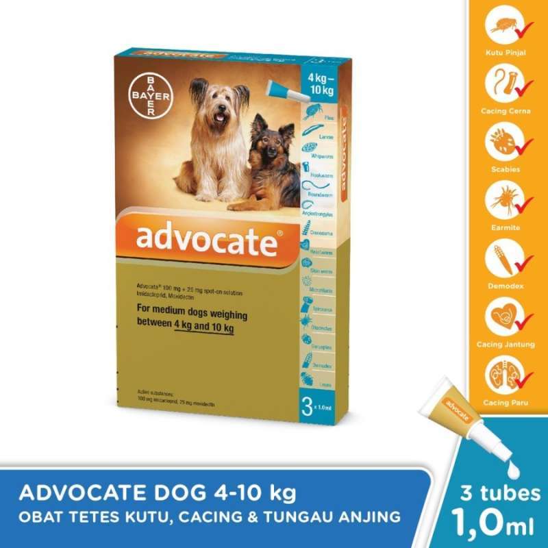 Jual Obat Tetes Kutu, Cacing, Tungau Anjing Advocate Dog 4-10kg Di ...