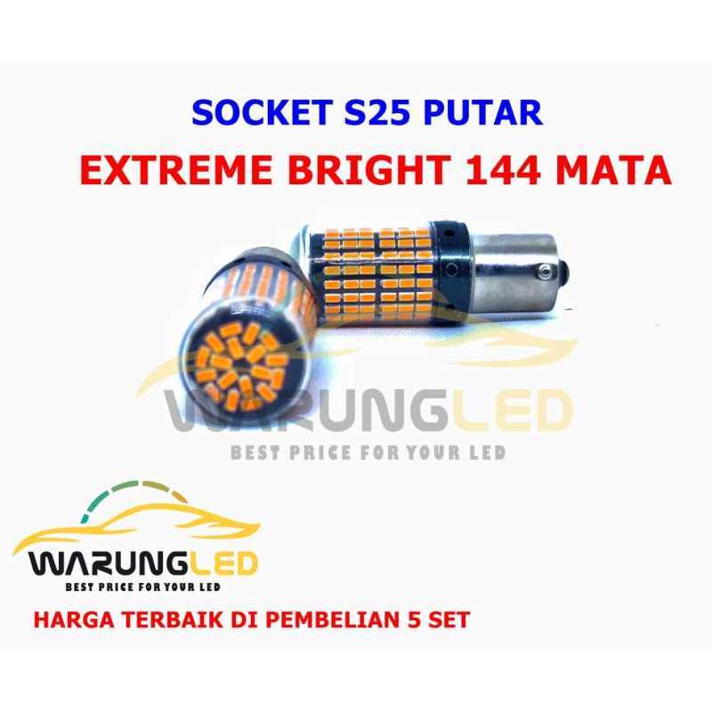 Promo Lampu Led mobil sein sign S25 BAYONET 3014 144 MATA KEDIP NORMAL ...