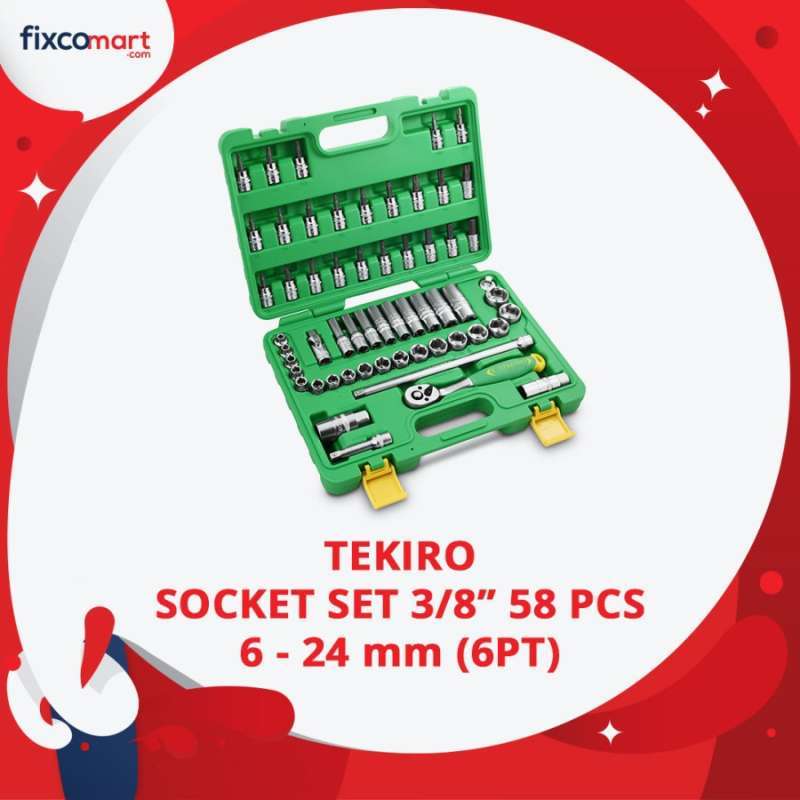 Promo Tekiro Socket Set 58 Pcs 3/8 inch 6-24 mm 6PT / Tool Set Diskon ...