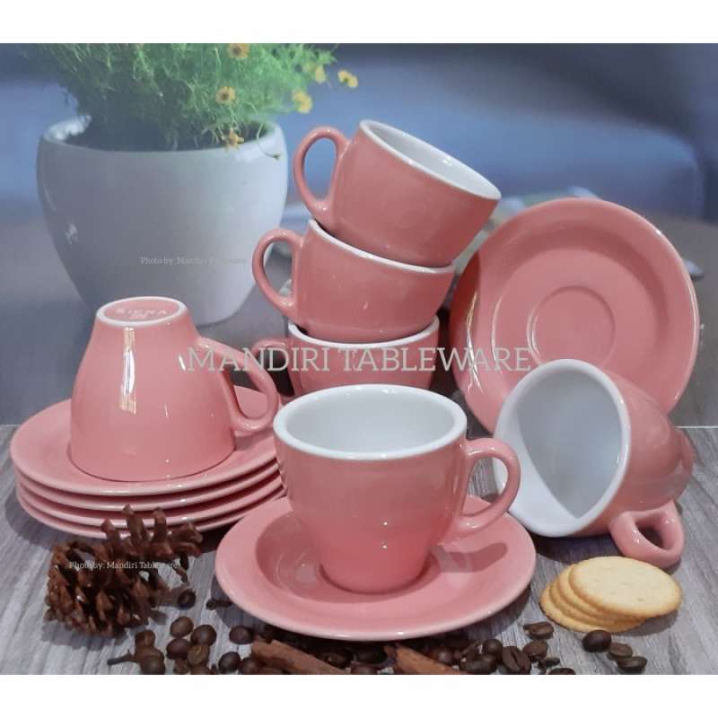 Jual CANGKIR KOPI LATTE KERAMIK - COFFEE LATTE MUG - TWO TONED - PINK ...