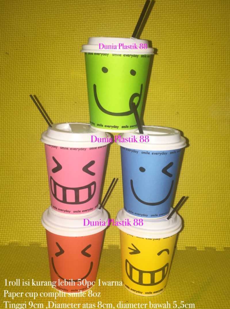 Jual @50pc Gelas kertas foam PAPER CUP COMPLIT 9oz SMILE kopi coffe ...