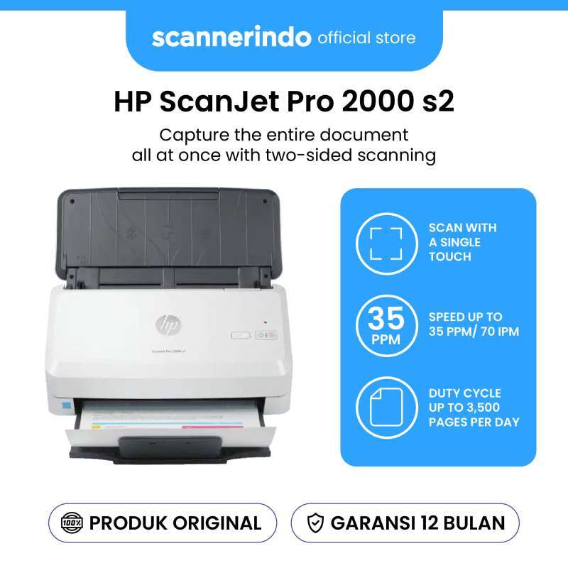 Jual Scanner HP Scanjet 2000 s2 ADF - 35 Lembar/Menit - (A4/Legal/Folio ...