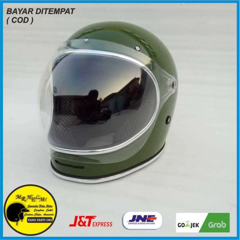 Jual Bell Helm Classic Custom Bullit With Visor [Busa Biasa] - GREEN ...