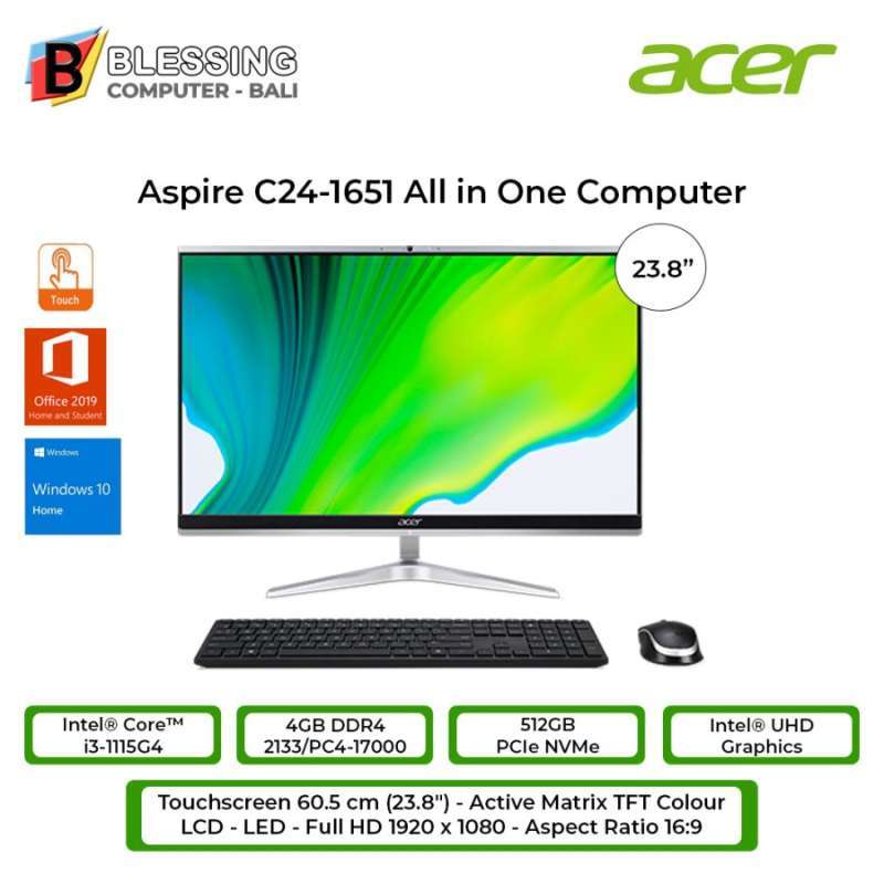 Jual AIO ACER Aspire C24 1651 Core i3 1115G4 4GB 512GB SSD W10 OHS di ...