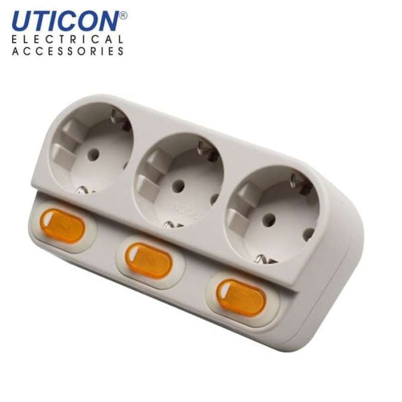 Jual Uticon S-138sw Steker 3 Lubang Saklar On Off Stop Kontak Switched ...