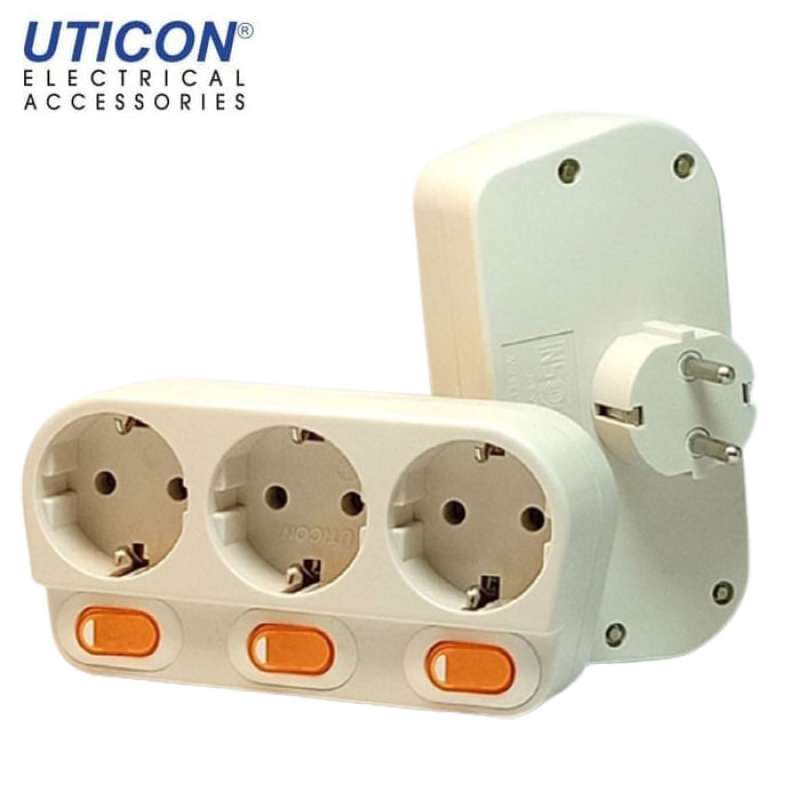 Jual Uticon S-138sw Steker 3 Lubang Saklar On Off Stop Kontak Switched ...