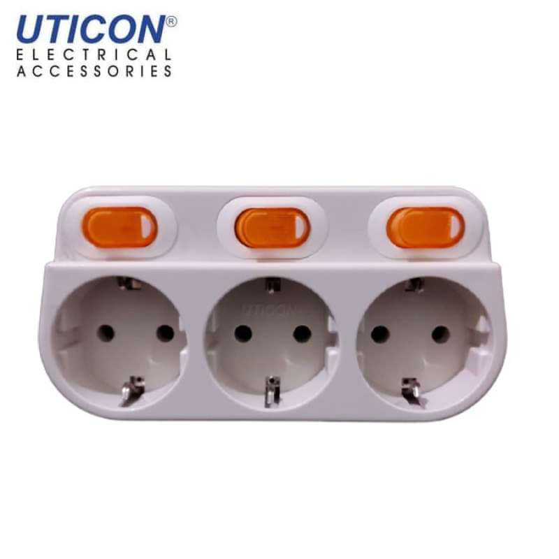 Jual Uticon S-138sw Steker 3 Lubang Saklar On Off Stop Kontak Switched ...