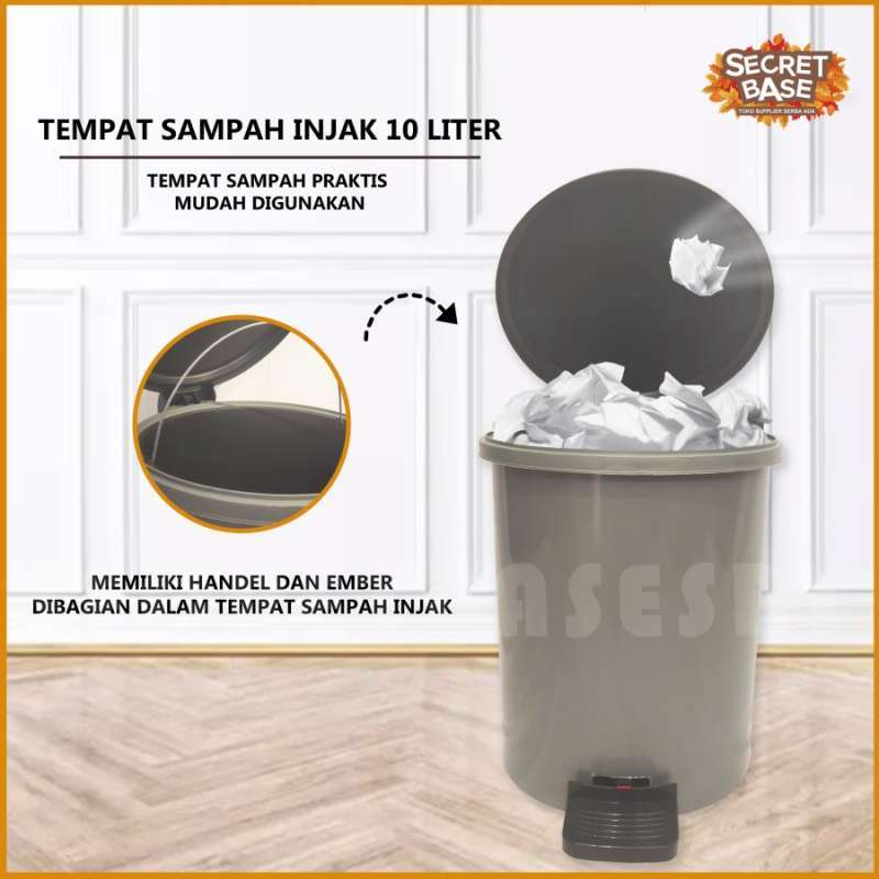 Jual Tempat Sampah Injak 10 Liter / Tempat Sampah 10L Dengan Pedal & Ember di Seller ...