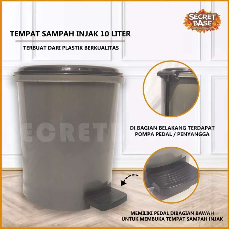 Jual Tempat Sampah Injak 10 Liter / Tempat Sampah 10l Dengan Pedal & Ember Di Seller ...