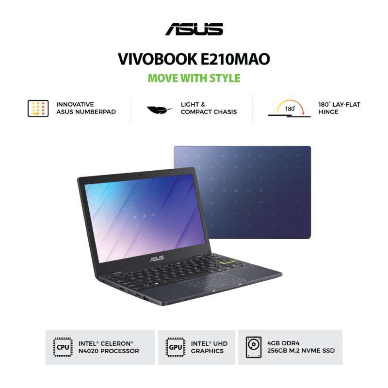 Jual ASUS VivoBook E210MAO-HD421 - Peacock Blue [Intel® Celeron® N4020 ...