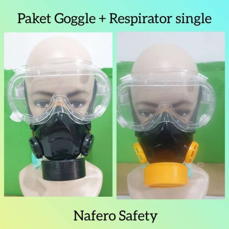 Promo PAKET GOGGLE ANTI FOG DAN MASKER RESPIRATOR CHEMICAL KIMIA NP 305 ...