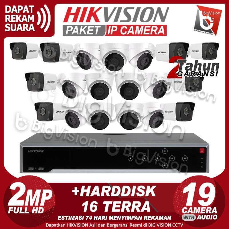 Jual Paket Ip Camera Hikvision 32 Channel 19 Kamera 2mp Audio - 16 Tb ...