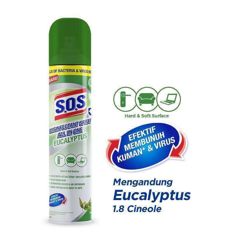 Jual SOS Disinfectant Spray / SOS Spray All in One - Eucalyptus di ...