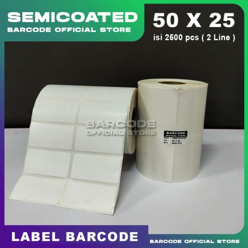 Jual LABEL BARCODE 50 X 25 (2LINE) KERTAS STICKER LABEL SEMICOATED ...