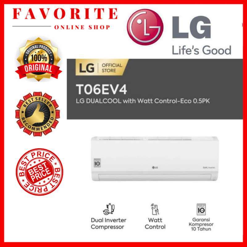 Jual AC LG 1/2 PK DUAL COOL ECO INVERTER T06EV4 di Seller ...