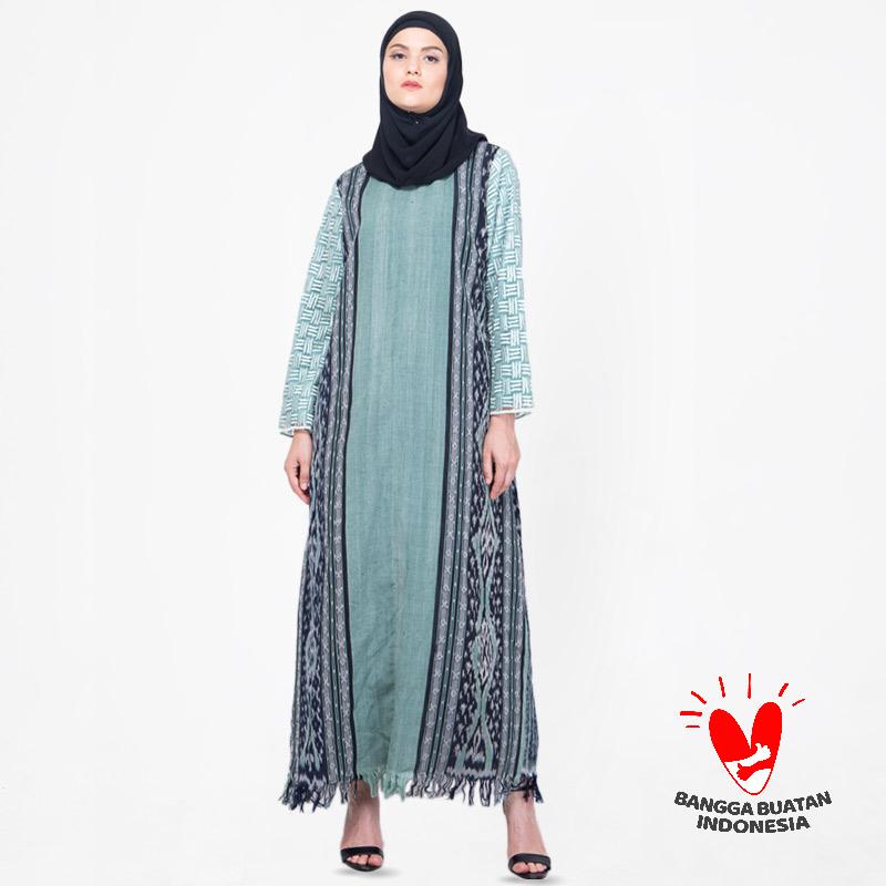 Model Gamis Kombinasi Tenun Troso