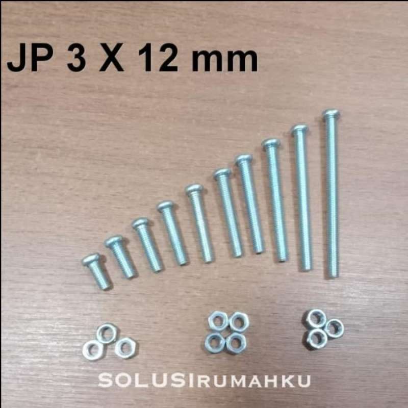 Jual Jual BAUT MUR JP 3 X 12 Baud Drat Halus diameter 3 mm x panjang 12 mm Berkualitas di Seller ...