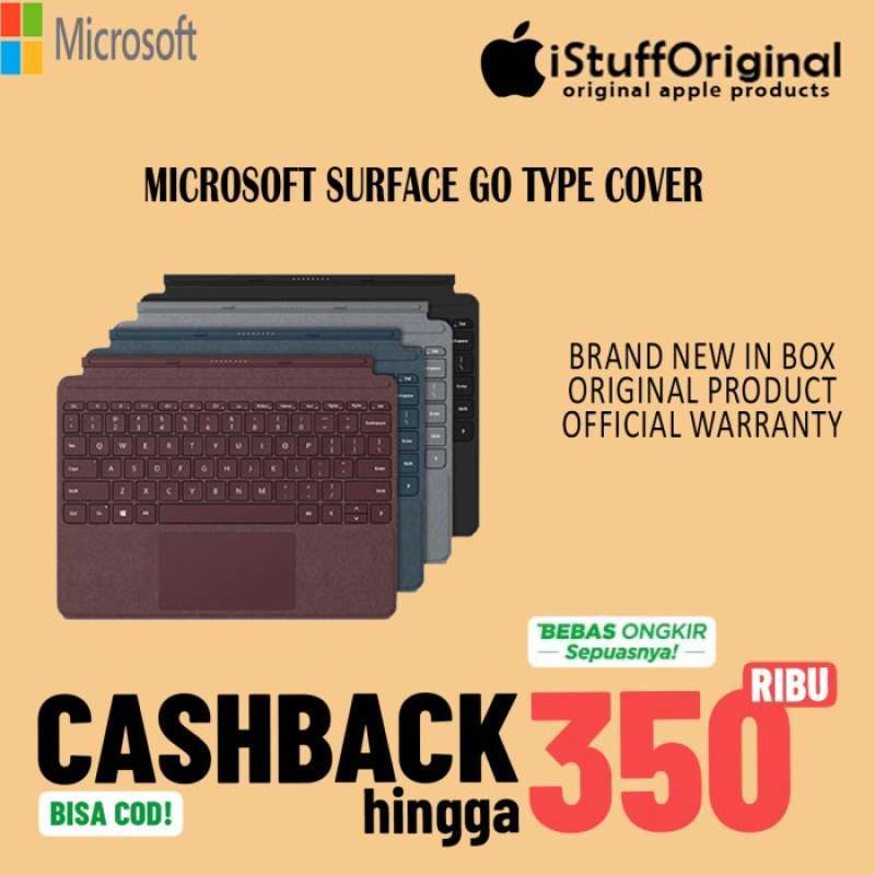Jual BEST PROMO READY MICROSOFT SURFACE GO TYPE COVER - KEYBOARD ...