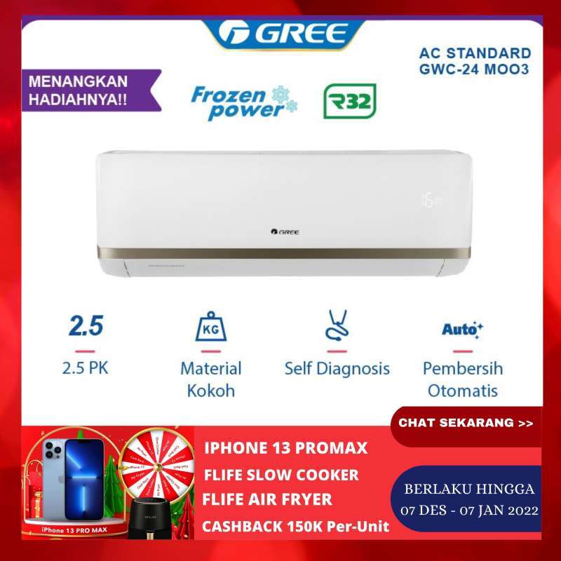 Jual GREE AC 2.5 PK STANDARD LOW WATT 24MOO3 NEW MODEL UNIT ONLY di ...