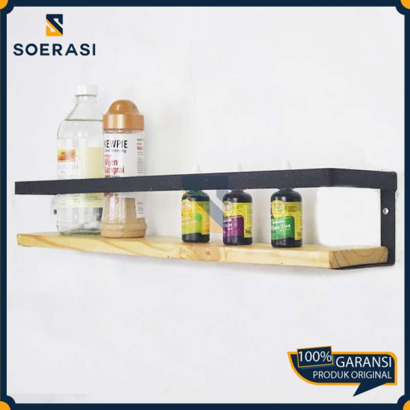 Promo rak dinding bumbu buku minimalis simple murah - Natural 30Cm ...
